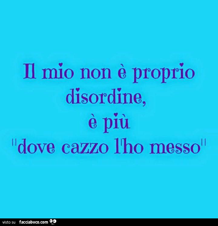Il mio non è proprio disordine, è più dove cazzo l'ho messo condiviso ...